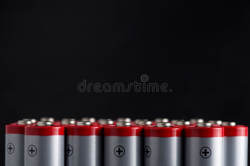 Macro Image of Silver and Red AA Batteries Positive Side Stock Image ...