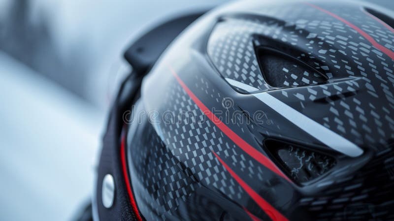 Macro Image of a Ski Helmet Showcasing Its Aerodynamic Design and ...