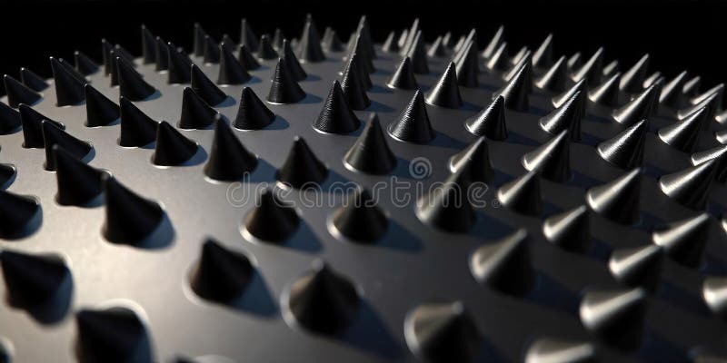 Macro Image of a Solid Glossy Black Surface with Numerous Spikes ...