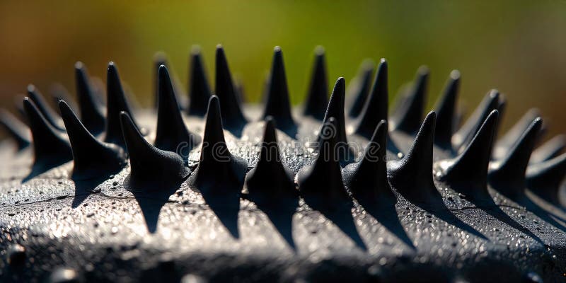 Macro Image of a Solid Glossy Black Surface with Numerous Spikes ...