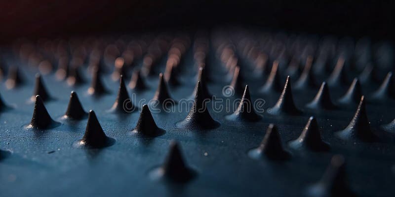 Macro Image of a Solid Glossy Black Surface with Numerous Spikes ...
