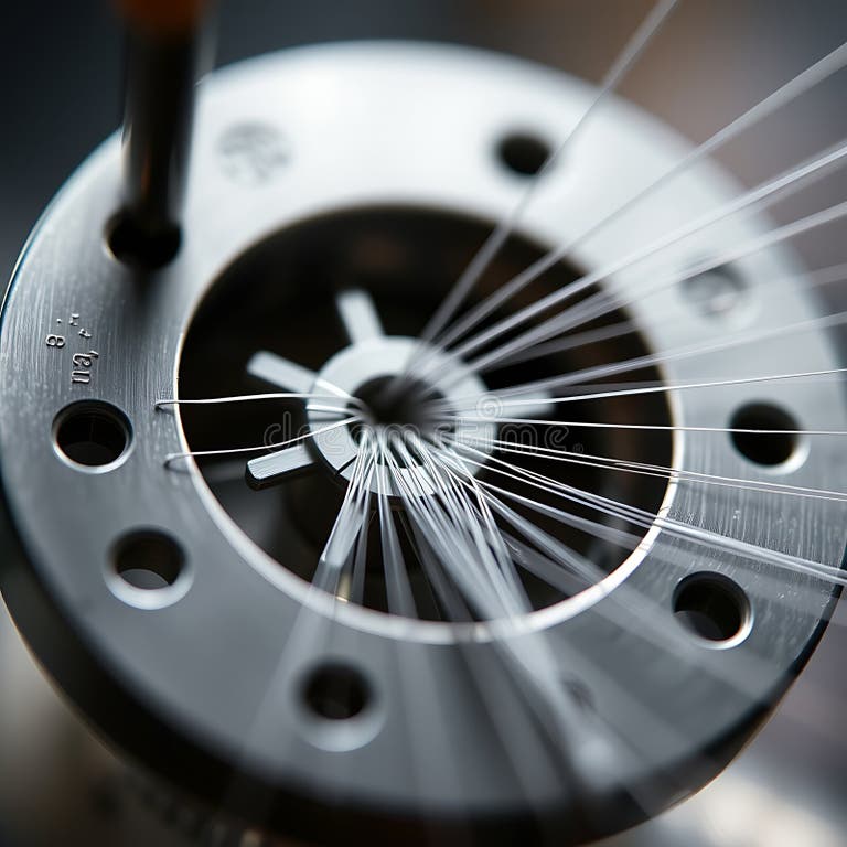 A Macro Image of a Threading Die with Metallic Threads in Motion ...