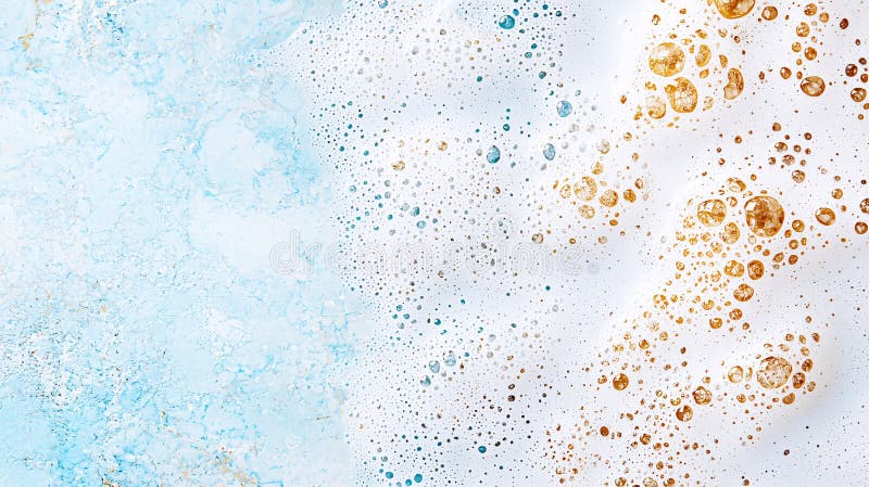 Macro Image of Vibrant Foamy Texture with Yellow and Blue Soap Bubbles ...