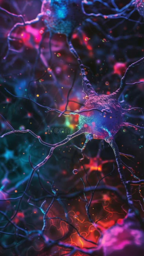 Macro Imagery of Brain Cells with a Hint of Rainbow Shades Stock ...