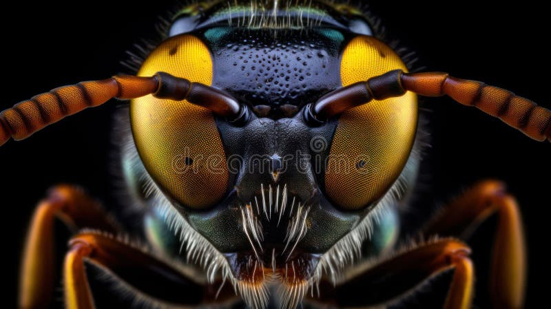 Macro of an Insect Head on a Black Background. Macro Concepts of the ...
