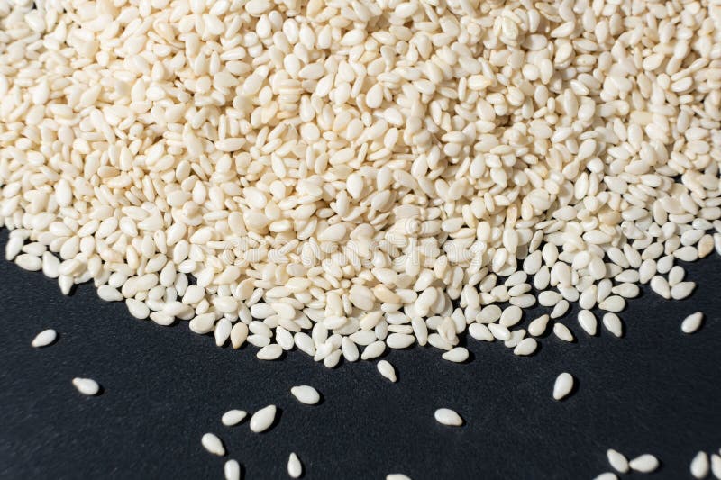 Macro Kernels of White Roasted Sesame Seeds. Stock Photo - Image of ...