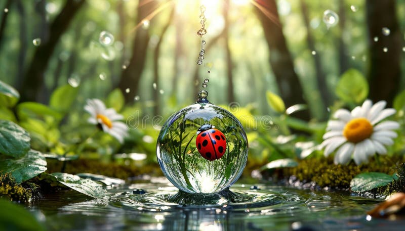 Macro Ladybug in the Grass. the Ladybug is Playing with Stock Photo ...