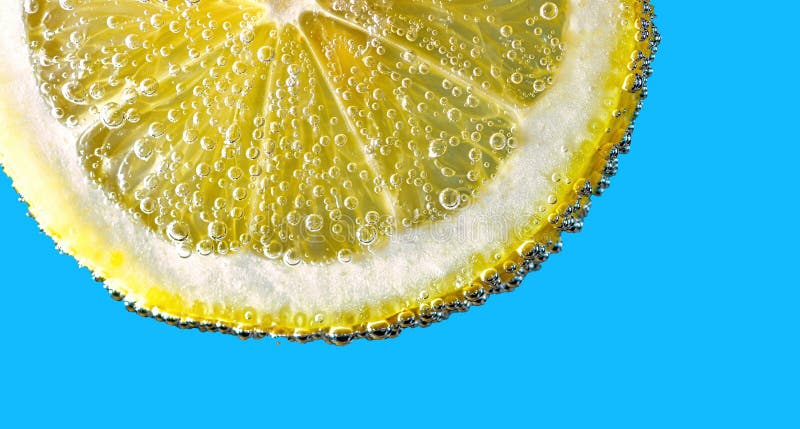 Macro of Lemon Slice with Bubbles Stock Image - Image of background ...