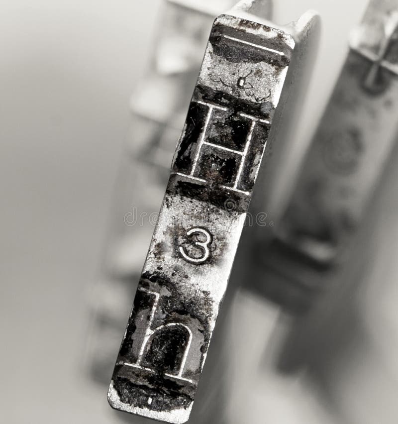 Macro of the Letter H with Old Typewriter Stock Image - Image of ...