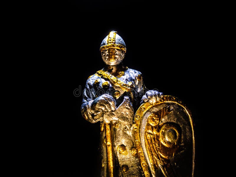 Macro of a Little Medieval Knight Toy on a Black Background Stock Photo ...