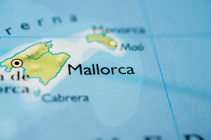 Macro Map Image Focusing on Mallorca Island Name.. Stock Photo - Image ...