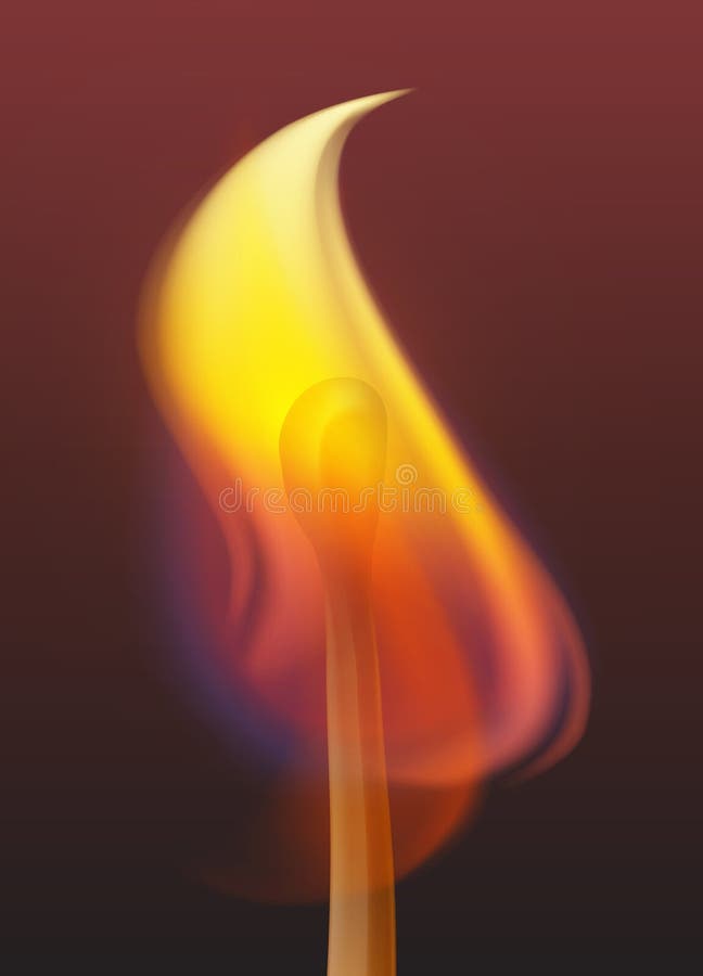 Matchstick Burring with Yellow Orange Flame, Vector Macro Background ...