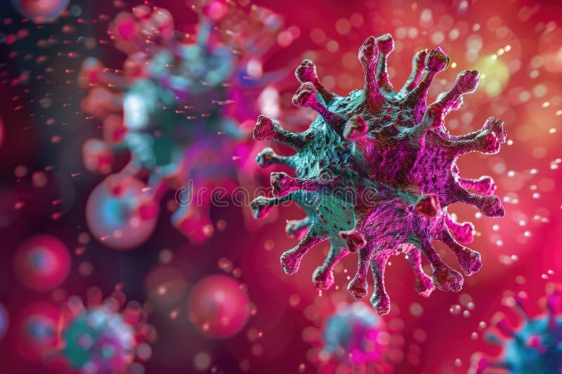 Macro Microscope Image of a Virus Cell with Influenza Spikes. Stock ...