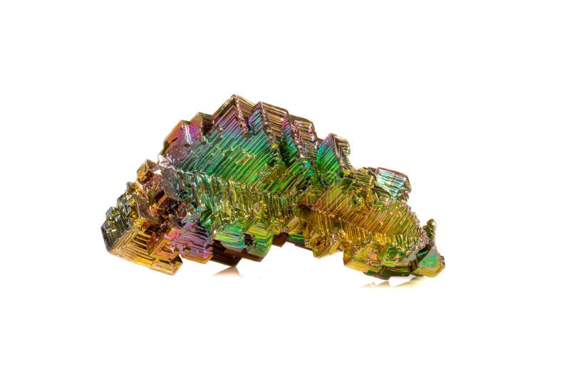 The Mineral Bismuth on a Black Reflective Surface Stock Photo - Image ...