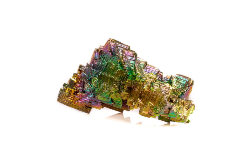 The Mineral Bismuth on a Black Reflective Surface Stock Photo - Image ...