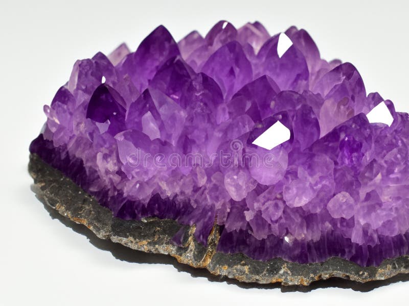 Macro Mineral Stone Amethyst Crystals on a Black Background Stock Image ...