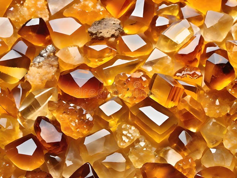 Macro Mineral Stone Citrine with Crystals on Black Background Stock ...