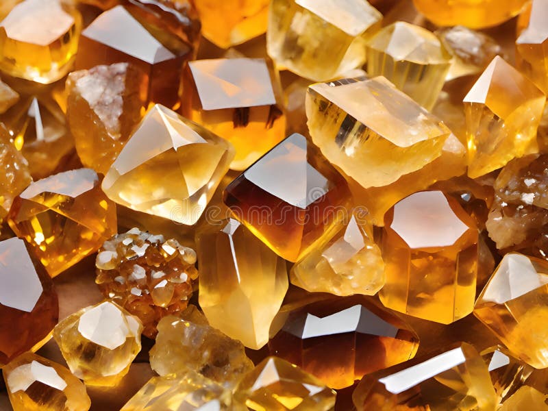 Macro Mineral Stone Citrine with Crystals on Black Background Stock ...