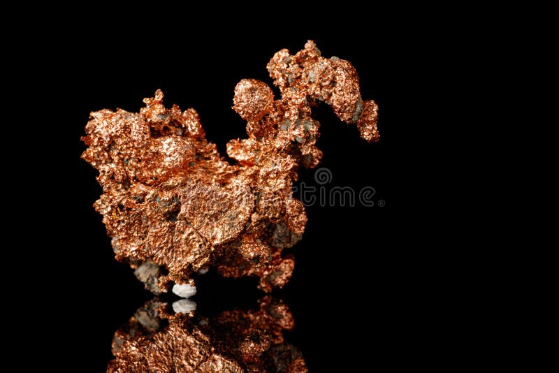 Macro Mineral Stone Copper on Black Background Stock Photo - Image of ...
