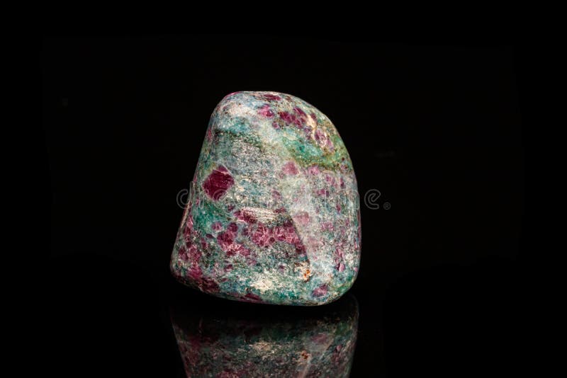 Macro Mineral Stone Ruby Black Background Stock Photo - Image of ...