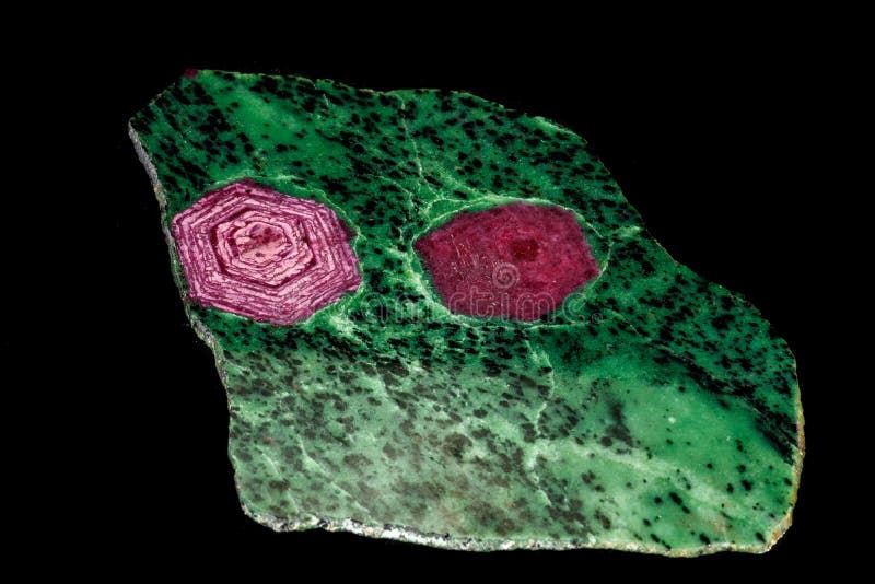 Macro of Mineral Stone Ruby in Rock on Black Background Stock Image ...