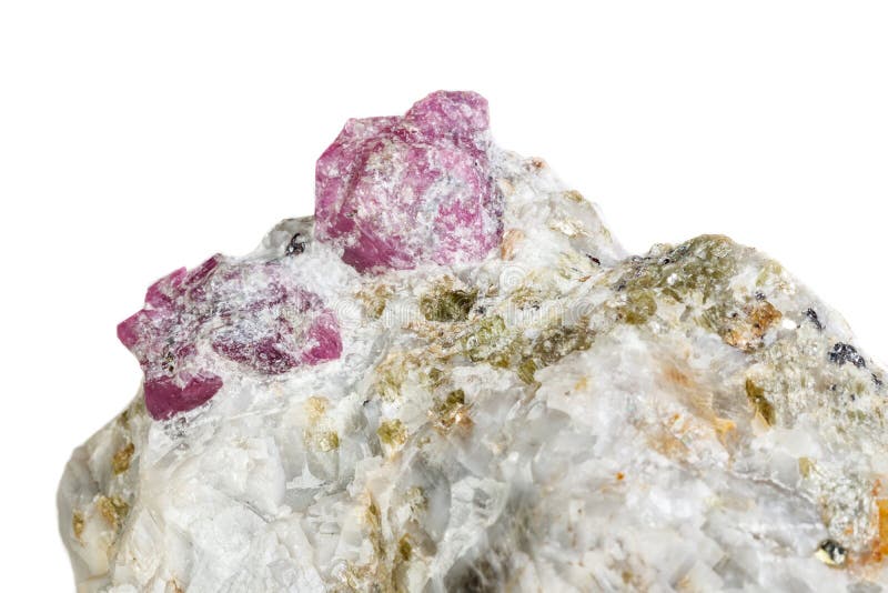 Macro Mineral Stone Ruby in Rock on White Background Stock Photo ...