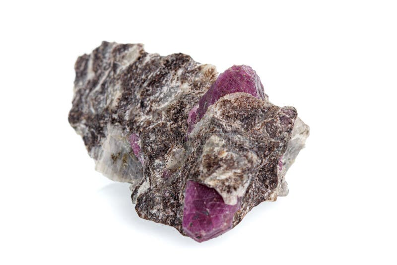 Macro Mineral Stone Ruby on a White Background Stock Image - Image of ...