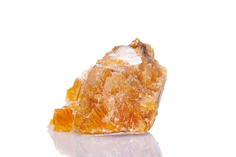 Macro Mineral Stone Yellow Calcite on a White Background Stock Photo ...