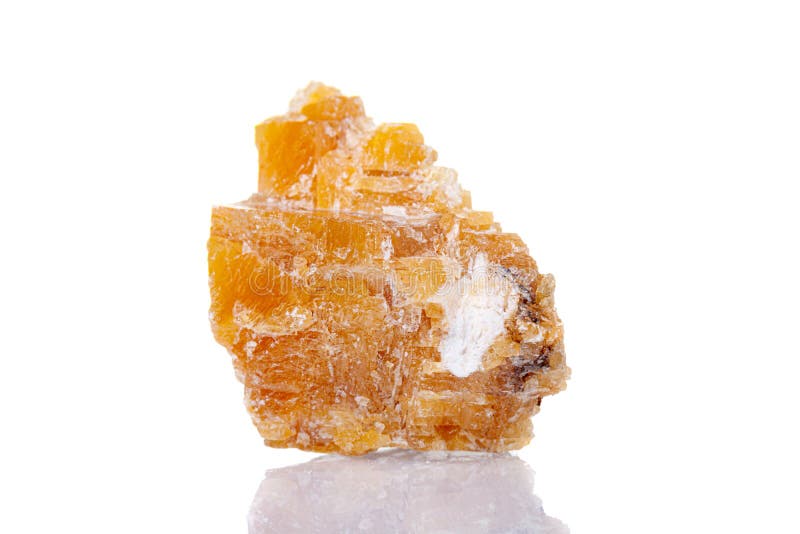 Macro Mineral Stone Yellow Calcite on a White Background Stock Photo ...
