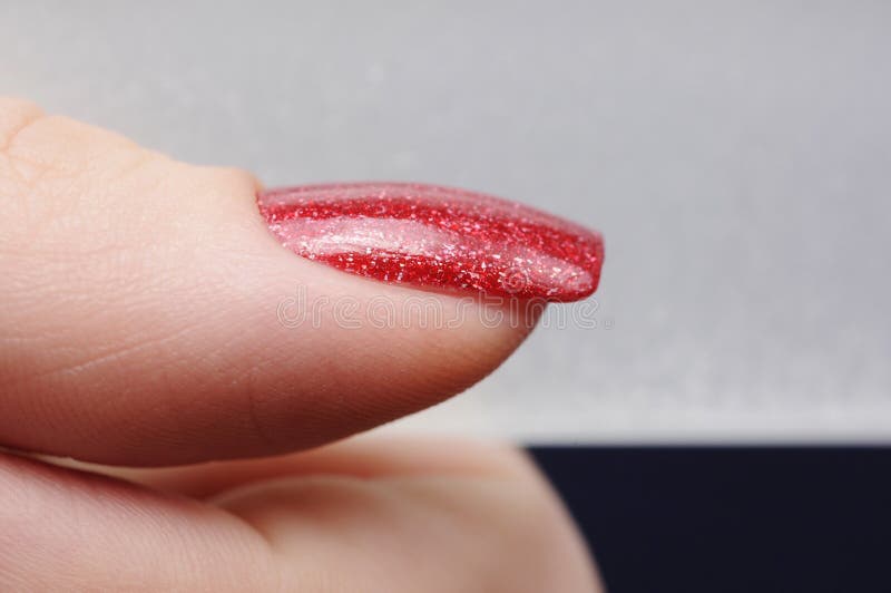 Macro Nail with Red Manicure and Clean Cuticle Stock Image - Image of ...
