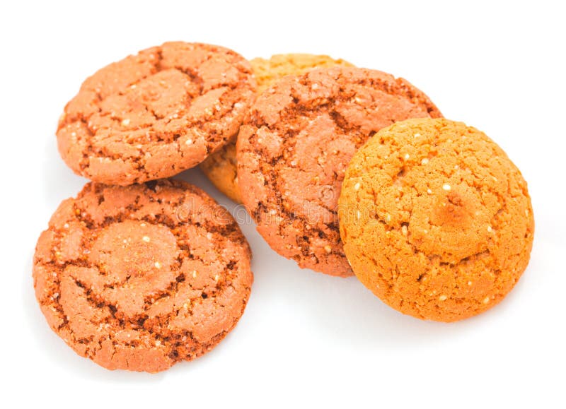 Macro Oatmeal Cookies Isolated on White. Stock Photo - Image of ...