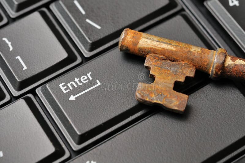 Macro of Old Key on Enter Key Stock Image - Image of macro, private ...