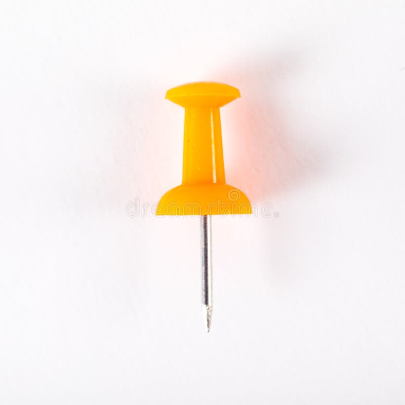 Orange Push Pin in White Background or Wallpaper Stock Image - Image of ...