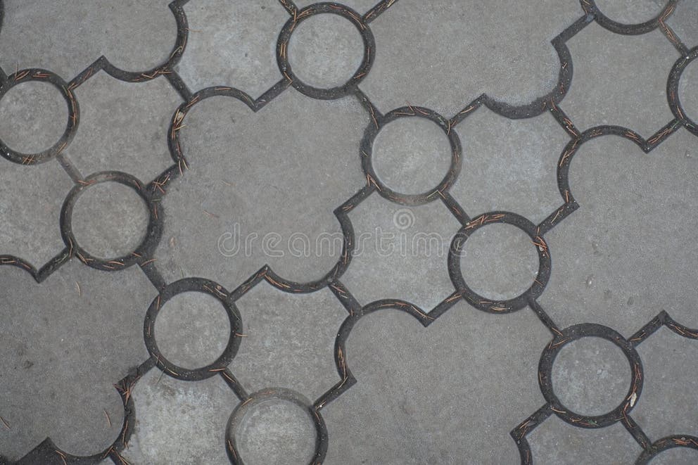 Macro of Pavement of Curved Grey Interlocking Concrete Tiles Stock ...