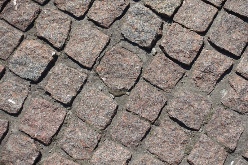 Macro of Pavement Made of Pink Granite Stone Setts Stock Image - Image ...