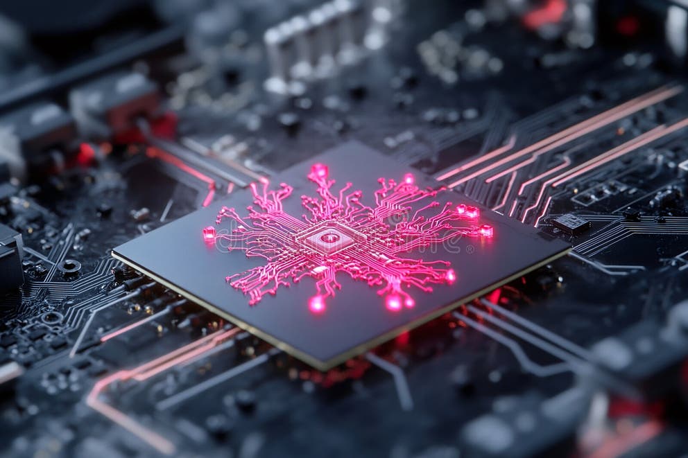 Macro Perspective of an Advanced Quantum Microchip Stock Photo - Image ...