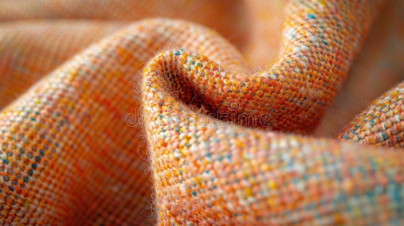 A Macro Perspective of a Peach Fuzz Tweed Fabric, Emphasizing the ...