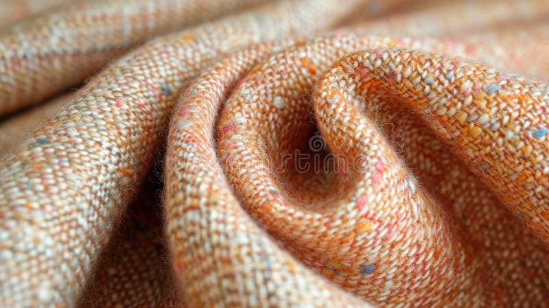 A Macro Perspective of a Peach Fuzz Tweed Fabric, Emphasizing the ...