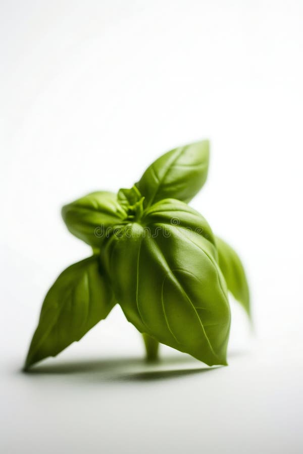 Macro Photo of Basil on White Background. Generative AI Stock ...