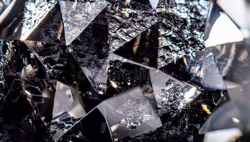 Macro Photo of Black Diamond Texture with Crystal Structure Stock ...