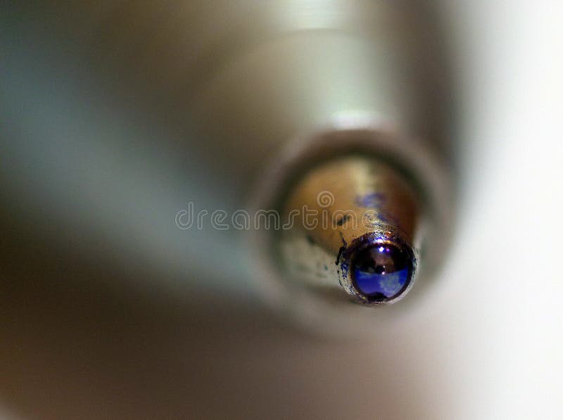 Close-Up of a Blue Ballpoint Pen Nib Stock Photo - Image of head, light ...