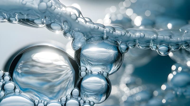 Abstract Blue Water Bubbles Macro Photography Stock Illustration ...