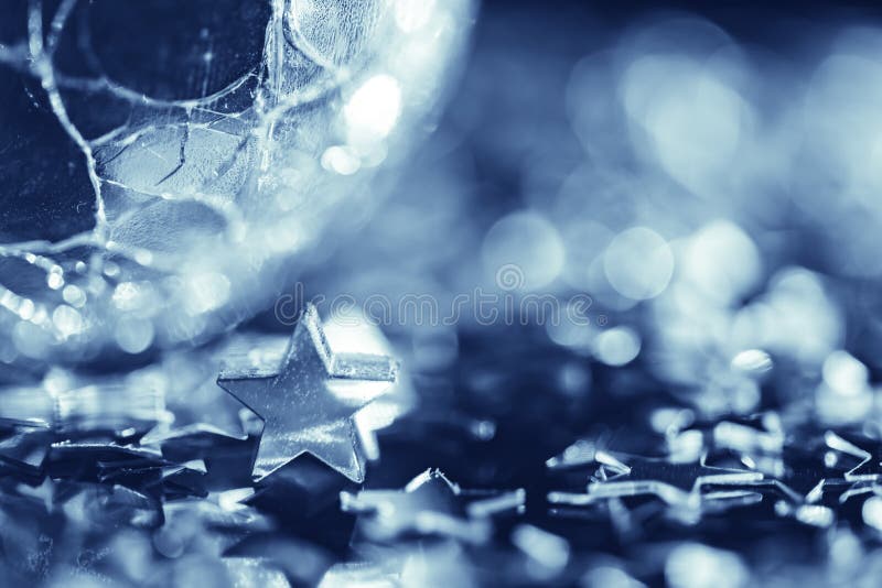 Macro Photo of Bright Silver Star and Cracked Glass Sphere Stock Image ...