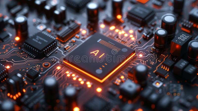 Macro Photo of a Circuit Board with a Processor Designed for AI Stock ...