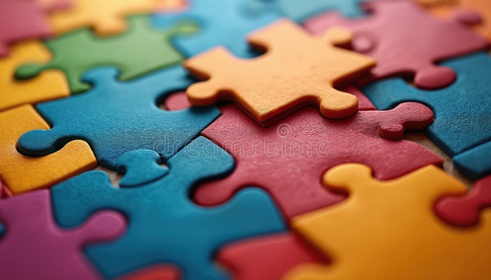 Macro Photo of Colorful Jigsaw Puzzle Pieces Forming Coherent Image ...