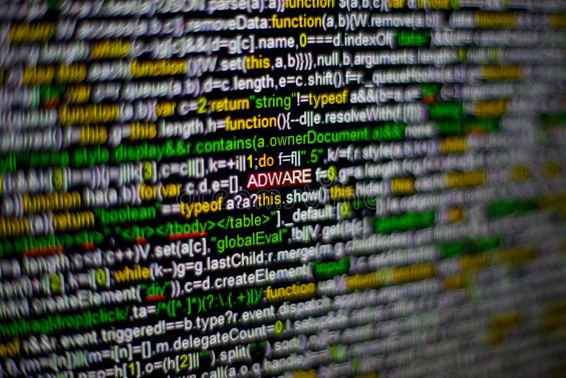 Macro Photo Of Computer Screen With Program Source Code And Highlighted Cybersecurity