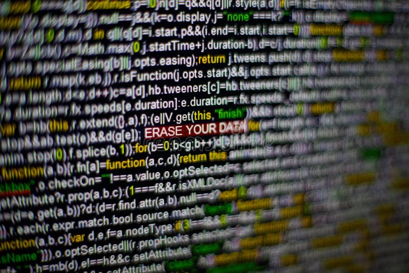 Macro Photo of Computer Screen with Program Source Code and Highlighted ...