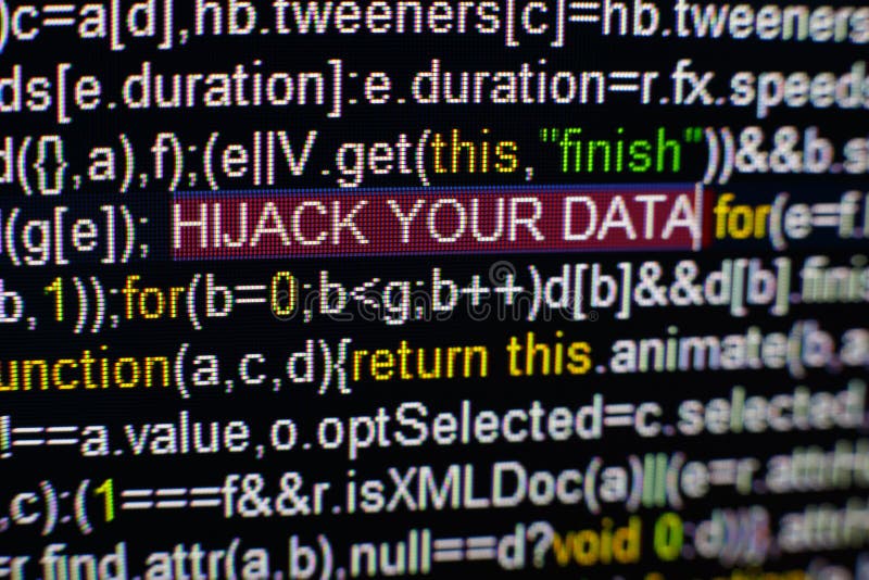 Macro Photo Of Computer Screen With Program Source Code And Highlighted Hijack Your Data