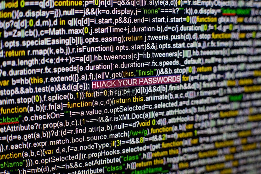 Macro Photo Of Computer Screen With Program Source Code And Highlighted Hijack Your Passwords