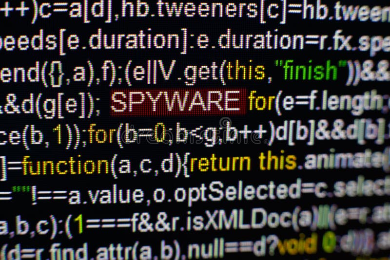 Macro Photo Of Computer Screen With Program Source Code And Highlighted Cybersecurity